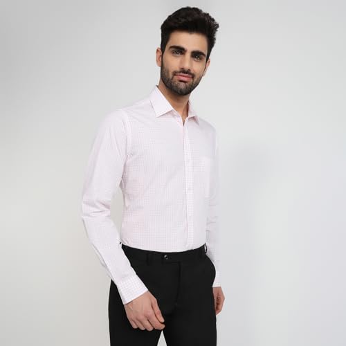 Raymond Men Slim Fit Checks Pattern Pure Cotton Semi Cutaway Collar ...