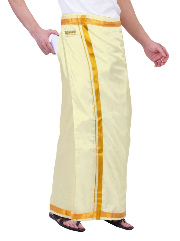 PRAKASAM COTTON Double Layer 8 Mulam Velcro Pocket Dhoti for men ...